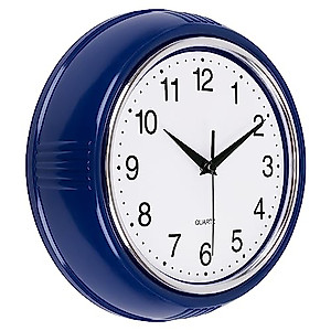 SkyNature Kitchen Wall Clock, 9.5 Inch Silent Non Ticking Battery Operated Wall Clocks, Vintage Round Wall Clock for Living Room, Bedroom Decor - Blue