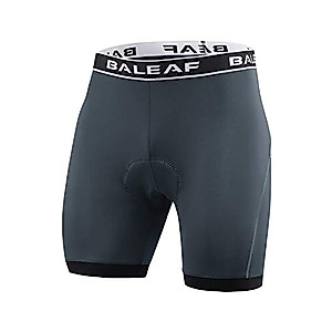 BALEAF Men's Bike Shorts With 4D Padding Cycling Underwear Padded Bicycle MTB Liner Mountain Biking Tights Road Riding Gray XXL