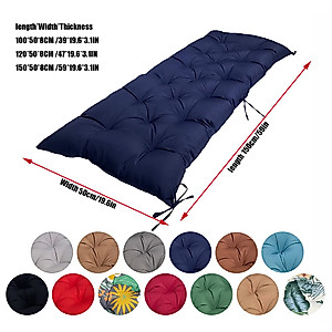 GHKWXUE Bench seat cushion40/''x20/''x3/''Waterproof Garden Patio Outdoor Cushions Settee Cushion/Swing Pads/Rocking Chair Cushion Thick pearl cotton filling for Furniture/blue, Blue 2