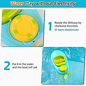 KINDIARY Bath Toy, Floating Wind-up Boat, Water Table Pool Bath Time Bathtub Tub Toy for Toddlers Baby Kids Infant Girls Boys
