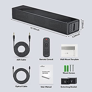 LARKSOUND Small Sound Bar for TV/PC/Gaming, Surround Sound System, Mini TV Speaker Soundbar with Bluetooth/HDMI ARC/Optical/AUX/USB Connections