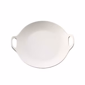 UPKOCH Porcelain Serving Tray Ceramic Dinner Plates 8 Inches with Double Handle Serving Platter Fruit Dessert Plate Cake Dish for Home Kitchen (White)