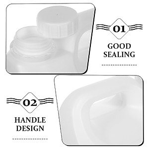 TOPPERFUN 5L HDPE Plastic Jugs Empty Bottle Jug with Airtight Lids Water Container Home and Commercial Use Water Storage Containers for Water, Soaps, Detergents, Liquids White