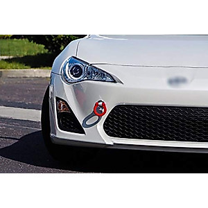 Xotic Tech JDM Sport Track Racing Style CNC Aluminum Screw-on Tow Hook Front Rear Bumper Compatible with Scion FR-S or Toyota 86 or Subaru BRZ Impreza WRX STi (Red)