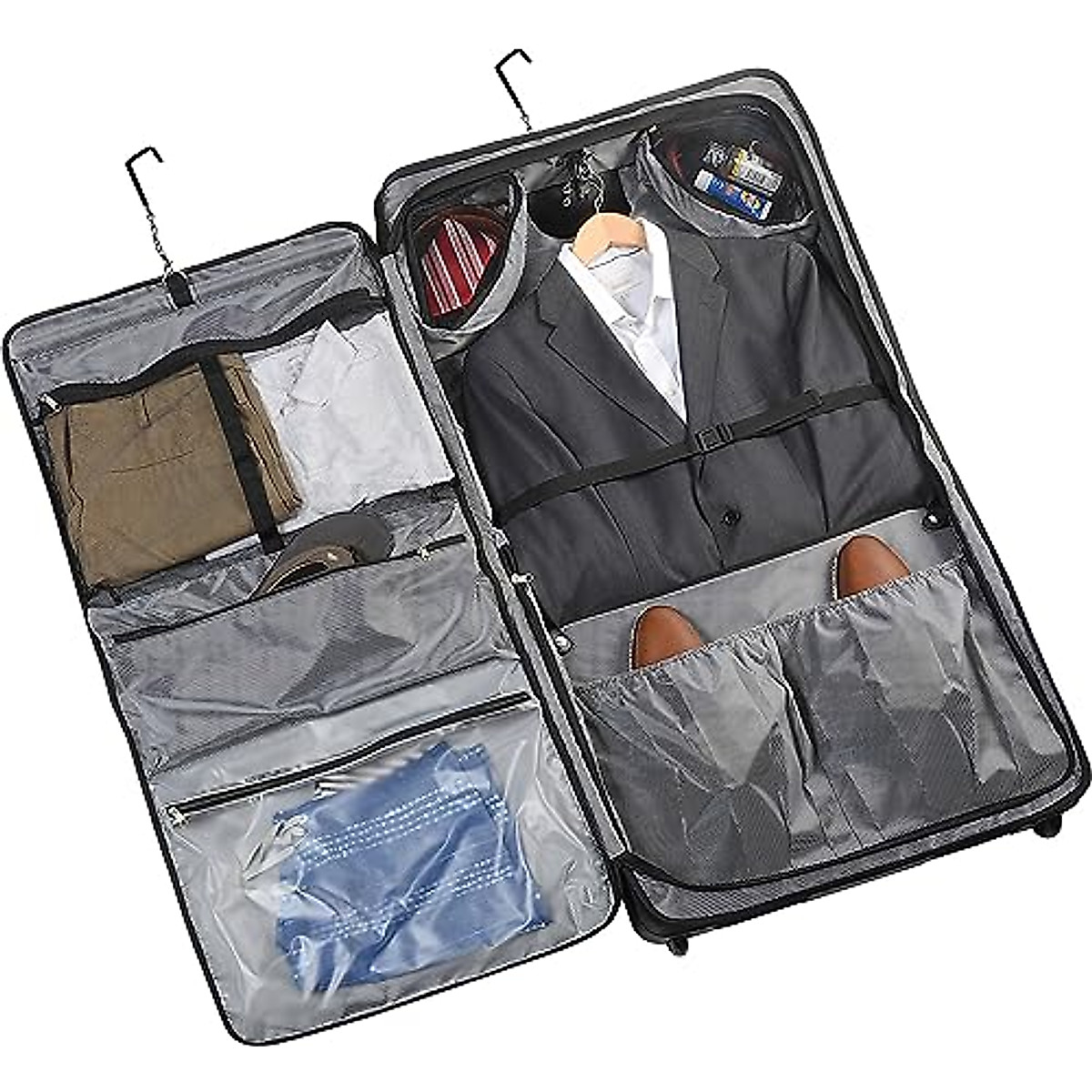 WallyBags Solutions Garment Bag, Multiple Hangers and Made for Men and Women, Black, 45-Inch Rolling