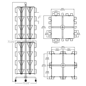 64 Adjustable Pockets Display Rack 5x7 7x5 up to 9.3" Wide X 8" Tall Cards, 1.27" deep Pockets, Double Tier Greeting Post Card Christmas Holiday Spinning Rack Stand Black 11603-BLACK-NPF