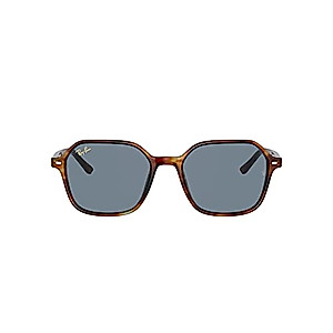 Ray-Ban RB2194 John Square Sunglasses, Striped Havana/Blue, 53 mm