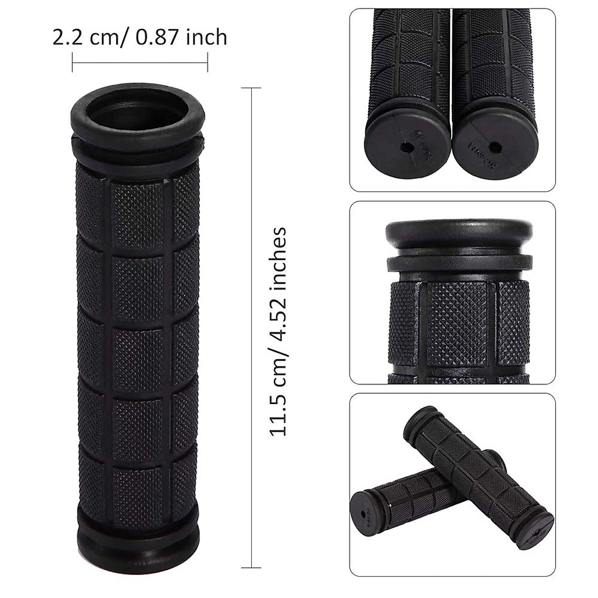 2 Pair / 4 Pair Bicycle Handlebar Grips Bike Grips Non-Slip Rubber Mushroom Grips for BMX/MTB/Boys and Girls Kids Bikes Grips (2 Pair Black)