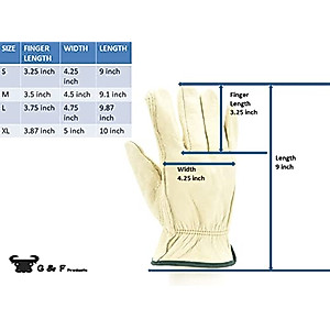 G & F Products unisex adult Unlined work gloves, Yellow, Large Pack of 3 US