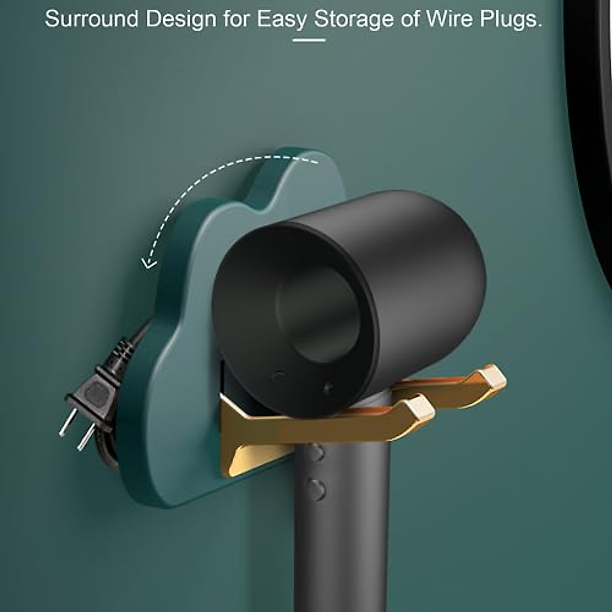 HOUTINKY Cloud Hair Dryer Holder Wall Mounted, Bathroom Hair Dryer Stand, Self Adhesive No Drilling Dryer Hanger for Bedroom & Bathroom Decor with Supersonic Hair Dryers(Green)