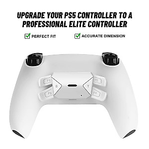 TOMSIN Programmable Remap Back Paddles Kit for PS5 Controller BDM 010 & BDM 020, 4 White Upgrade Back Button Attachment for PS5 Controller(Model 010&020)