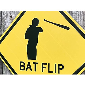 Bat Flip Zone 12" x 12" Tin Sign Baseball Theme Sports Bar Man Cave Garage Home Decor
