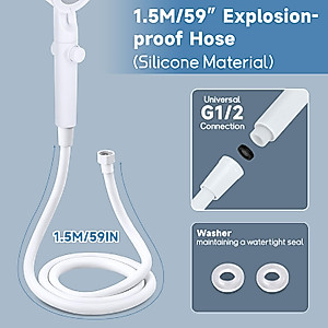 RV Shower Head with Hose, 5+1 Mode High Pressure Shower Head Replacement with On/Off Switch, Water Saving Motorhome Shower Head, Shower Head for RV/Campervan, Caravan