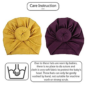 DRESHOW BQUBO 5 Pieces Baby Turban Hats Turban Bun Knot Baby Infant Beanie Baby Girl Soft Cute Toddler Cap