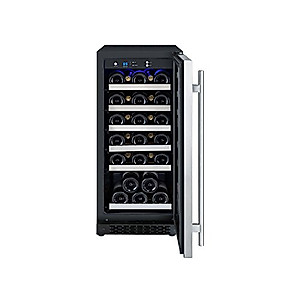Allavino 15" Wide FlexCount II Tru-Vino 30 Bottle Single Zone Stainless Steel Right Hinge Wine Refrigerator