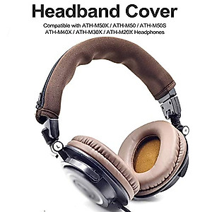 Defean Brown Headphone Protector Headband Fabric Compatible with Audio Technica M30 M40 M50 M50X M50S M40X Headphone(Brown Protector Headband)