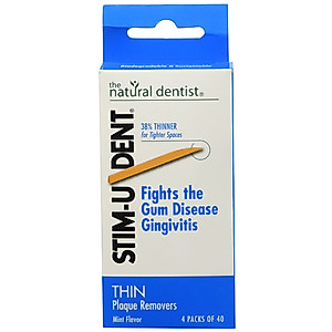 Natural Dentist Stim-u-dent Thin Plaque Removers, Mint - 160 Ea, 3 Pack