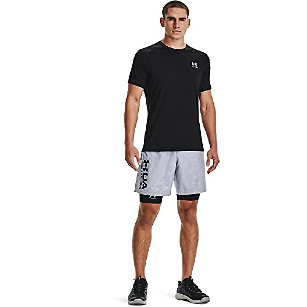 Under Armour Men's Armour HeatGear Fitted Short-Sleeve T-Shirt , Black (001)/White , Large