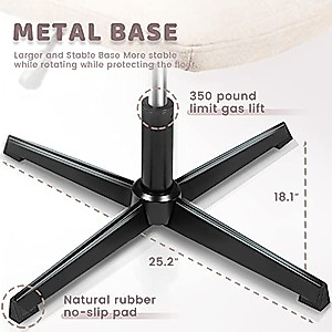 LEMBERI Fabric Padded Desk Chair No Wheels, Armless Wide Swivel,120° Rocking Mid Back Ergonomic Computer Task Vanity Chairs for Office, Home, Make Up,Small Space, Bed Room,Beige