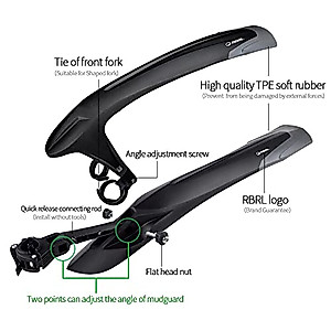RNAGRET Bike Fender, Bicycle Fender MTB Mudguard Adjustable Bicycle Fender Sets E- Bike Fender Quick Release for 24 26 27. 5 29 Inch (Color : Front)