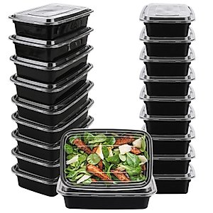 MUXHEL 20 Pcs 34 Oz Meal Prep Container Reusable, 1-Compartment Food Container Box with Lid, Microwave Safe Plastic Take Out Container with Lid for Meal Prep (BPA Free)
