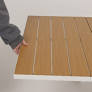 Aoodor Outdoor 6-10 Person Aluminum Patio Extendable Dining Table, Rectangular Table & 8 Chairs for Patio, Deck, Garden,Courtyard - Brown and White