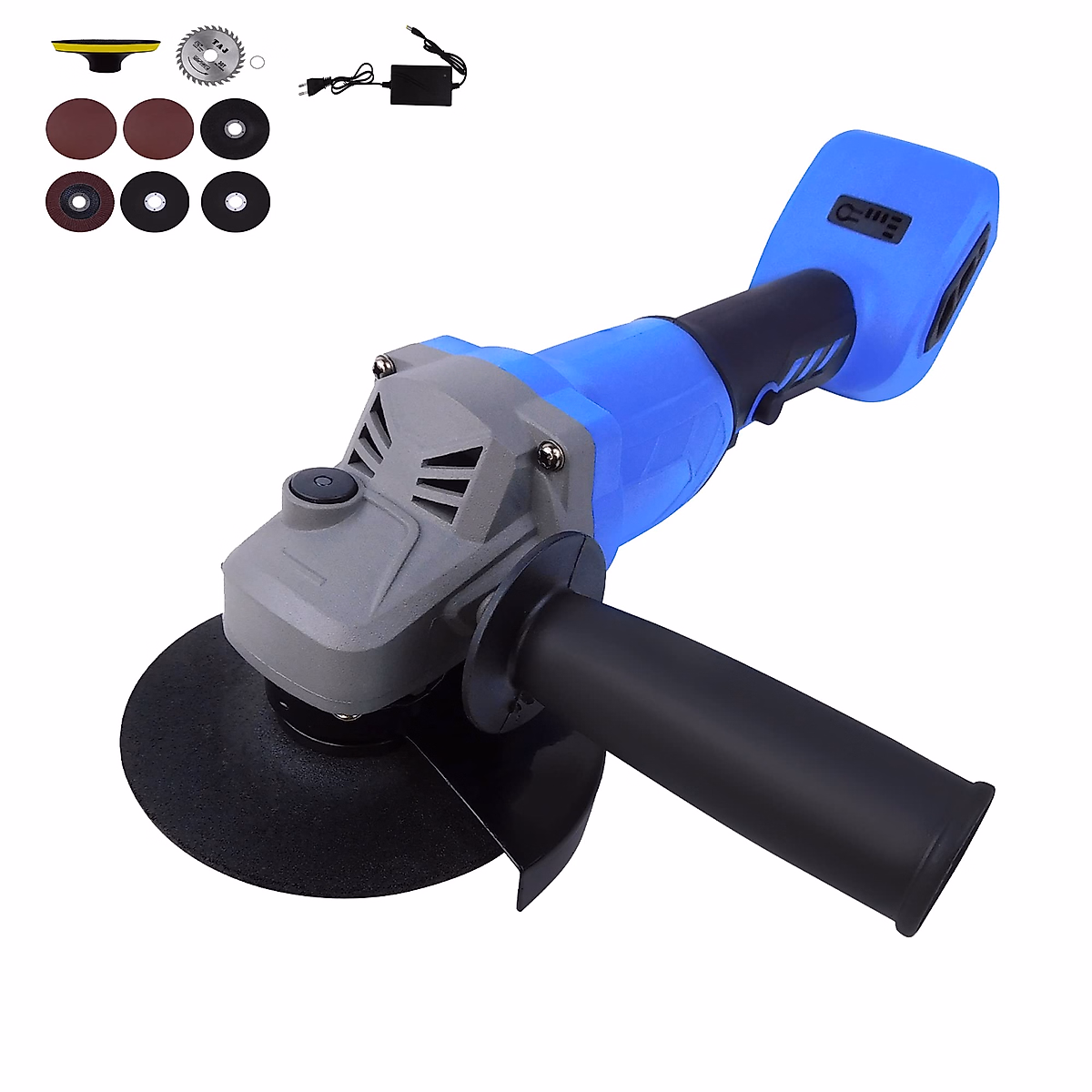 Brushless Cordless Angle Grinder 21V 4-1/2” Cut-Off 3.0Ah Lithium-ion Battery & Fast Charger w/Cutting Wheel & Grinding Wheel, 10000RPM Cutting Speed for Metal, Wood Cutting