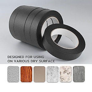 Lichamp 10 Pack Black Painters Tape 1 inch, Medium Adhesive Black Masking Tape Bulk Multi Pack, 1 inch x 55 Yards x 10 Rolls (550 Total Yards)