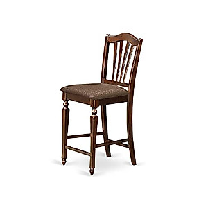 East West Furniture VNCH3-MAH-C Vernon 3 Piece Kitchen Counter Height Dining Set Contains a Square Pub Table and 2 Linen Fabric Upholstered Chairs, 36x36 Inch, Mahogany