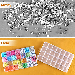 Eppingwin 28 Grids Bead Organizer, Craft Organizers and Storage, Acrylic Organizers, Plastic Bead Organizer Box for Crafts Organizing Storing