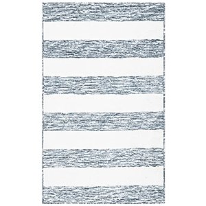 SAFAVIEH Easy Care Collection Accent Rug - 2'3" x 4', Grey & Ivory, Stripe Design, Non-Shedding & Easy Care, Machine Washable Ideal for High Traffic Areas in Entryway, Living Room, Bedroom (ECR115F)