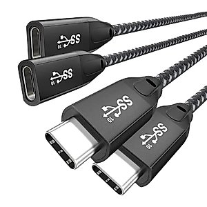 UseBean USB C Extension Cable 1FT 2-Pack, USB-C 3.2 Gen2 10Gbps Male to Female 4K Video Cord, Type-C Extender,Compatible with MacBook Pro/iPad Mini,M1 Air iPad Pro,Dell XPS,Surface,Galaxy S21 S22