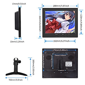 ZFTVNIE 8 Inch 1024x768 Mini Monitor, Portable Small HDMI Monitor with Built-in Dual Speakers HDMI VGA Port for Computer Security Camera Laptop Raspberry Pi