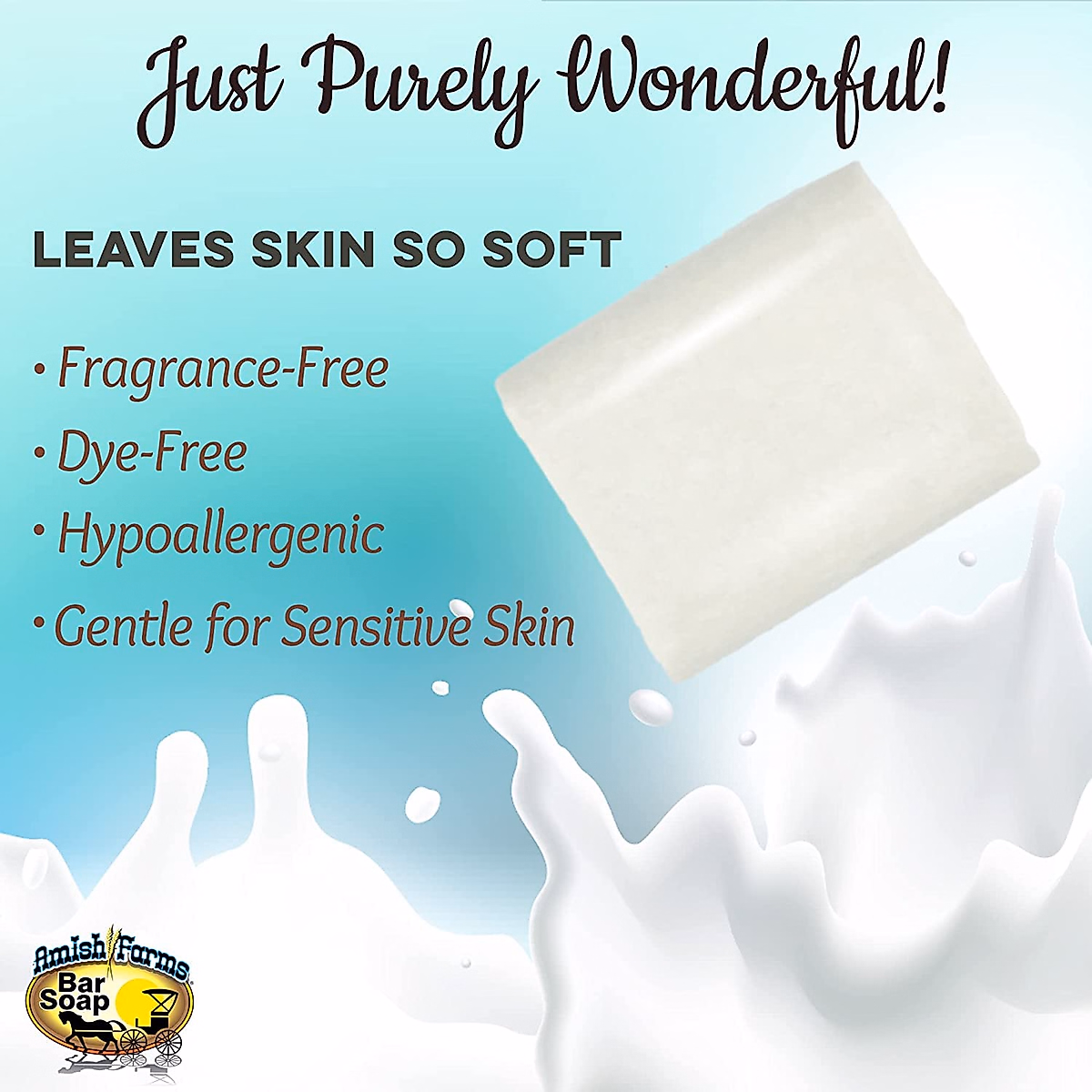 Amish Farms Fragrance-Free & Dye-Free Natural Bar Soap for Sensitive Skin (Huge 5 Bars) - Made in USA, Moisturizing Native Unscented Bar Soap (5-Pack)