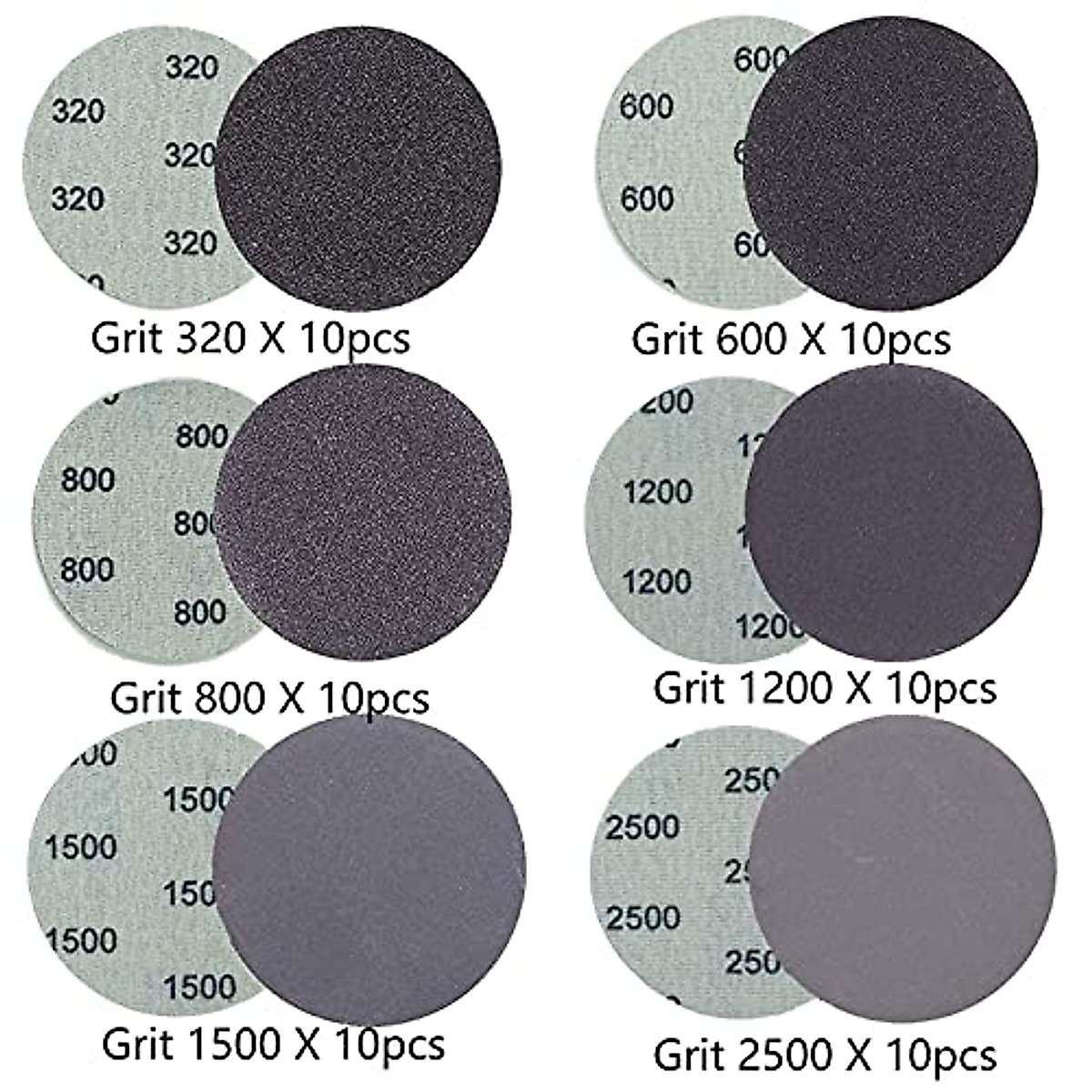 CKFCXC 63Pcs Sandpapers 3 Inch Sanding Disc Hook and Loop 320/600/800/1200/1500/2500 Grit Wet Dry Sandpaper with Hand Sanding Blocks,2Pcs Interface Pads for Wood Metal Mirror Jewelry Car Polishing