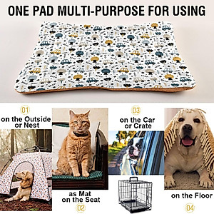 Coikll Cartoon Transport Print Pet Bed Pad Soft Dog Bed Mat with Anti-Slip Bottom, Machine Washable Crate Pad Mattress for Dog Sleeping- 36 * 24inches
