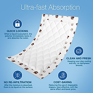 MICOOYO Dog Diaper Liners, Dog Diaper Pads, Disposable Dog Booster Pads Period Pads for Dogs, Belly Band Dog Diaper Liners Male Doggie Diaper Inserts (Paws, L, 25Count)