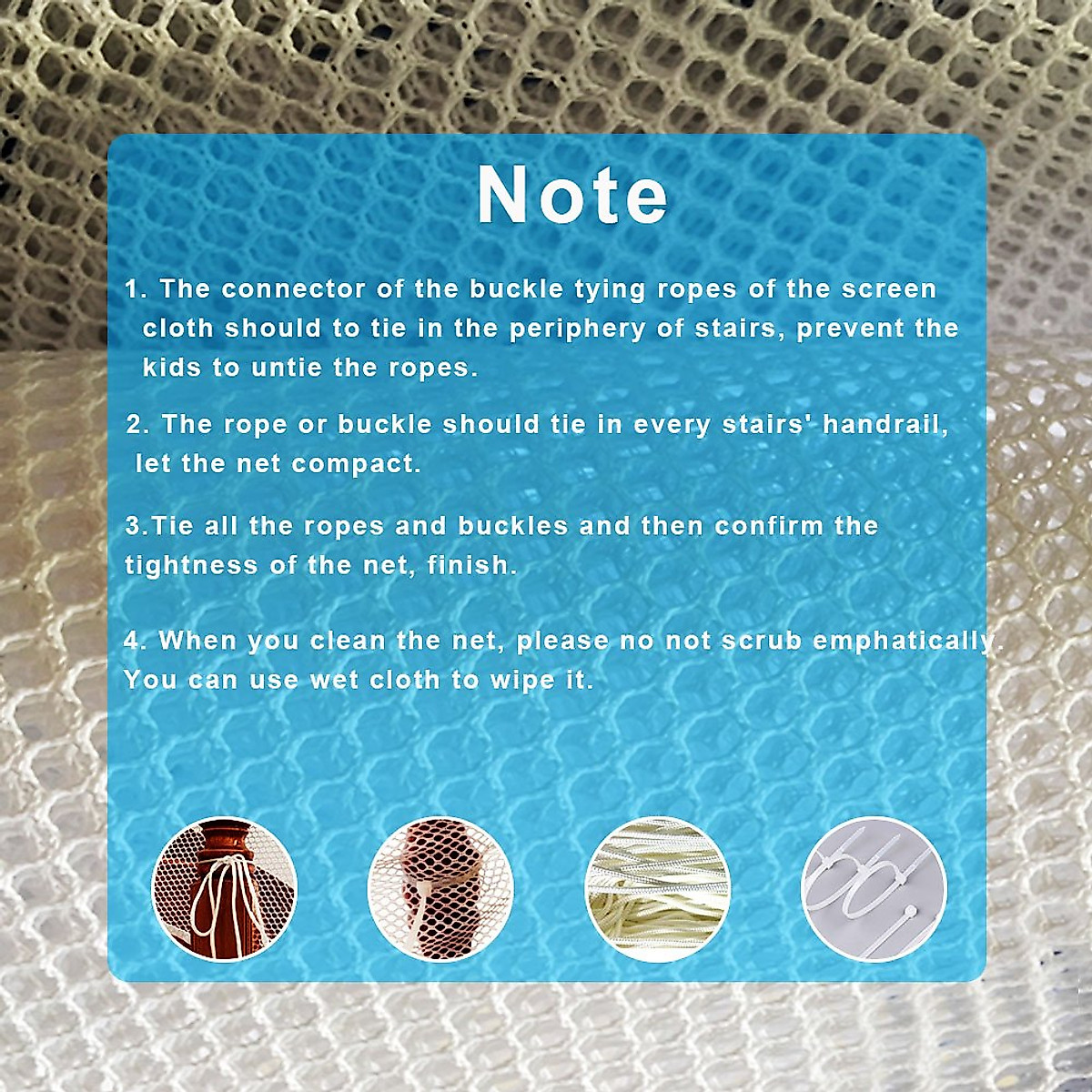 Winkeyes Children Safety Rail Balcony Stairs Safety Net Banister Stair Net for Kids/Pet/Toy Safety on Indoor/Outdoor Stairs, Balcony, or Patios, 9.8 x 2.5 ft