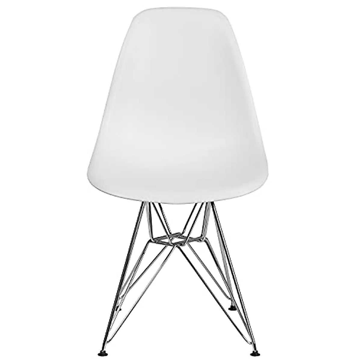 Flash Furniture 2 Pack Elon Series White Plastic Chair with Chrome Base
