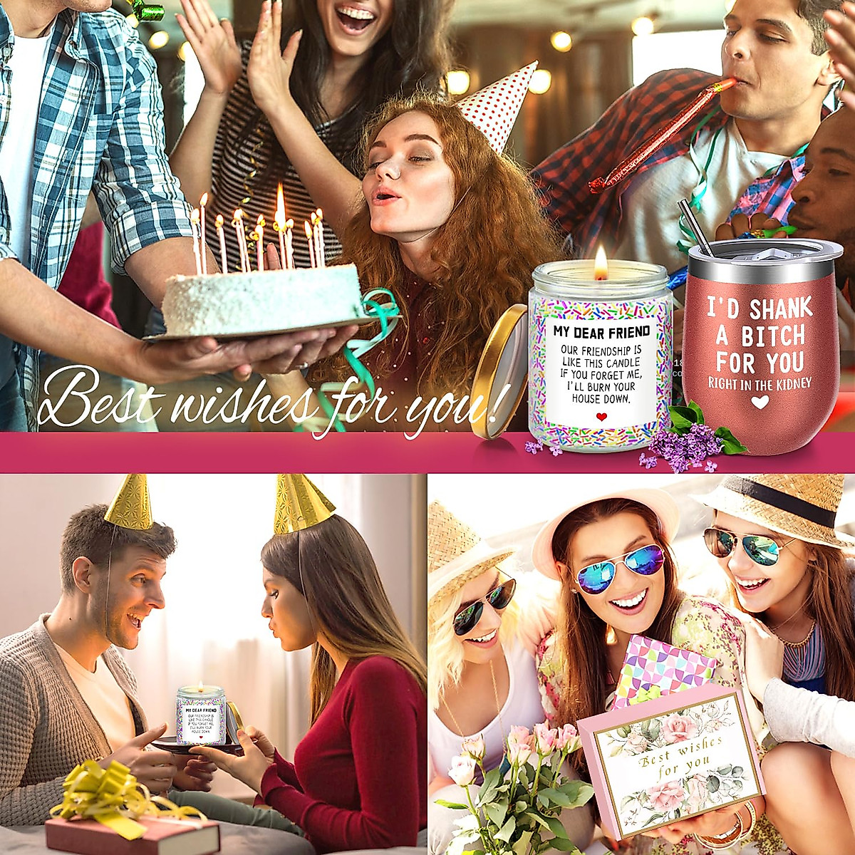 Birthday Gifts for Women Best Friends, Friendship Gifts for Women BFF Gifts Birthday Gifts for Friends Female, Sister Gifts from Sister Lavender Scented Candles Funny Gifts for Women, Her, Friends…