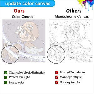 xackcme 2 Pack Cartoon Paint by Number for Kids with Wooden Frame-Cartoon Paint by Numbers for Kids Ages 4-8-12,Easy Paint with Numbers DIY Acrylic Oil Painting Kits for Home Wall Decor(8X8inch)