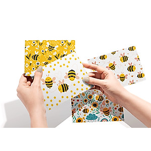 Twigs Paper - Assorted Bumble Bee Greeting Cards - Stationery Cards with Envelopes - Thank You Card - Blank Note Cards - Greeting Cards for All Occasions - Made in USA (5.5 x 4.25, Set of 12)