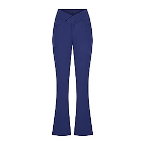 tuduoms Women's Bootcut Yoga Pants Workout Flare Leggings High Waisted Crossover Lounge Bell Bottom Dress Pants with Pockets