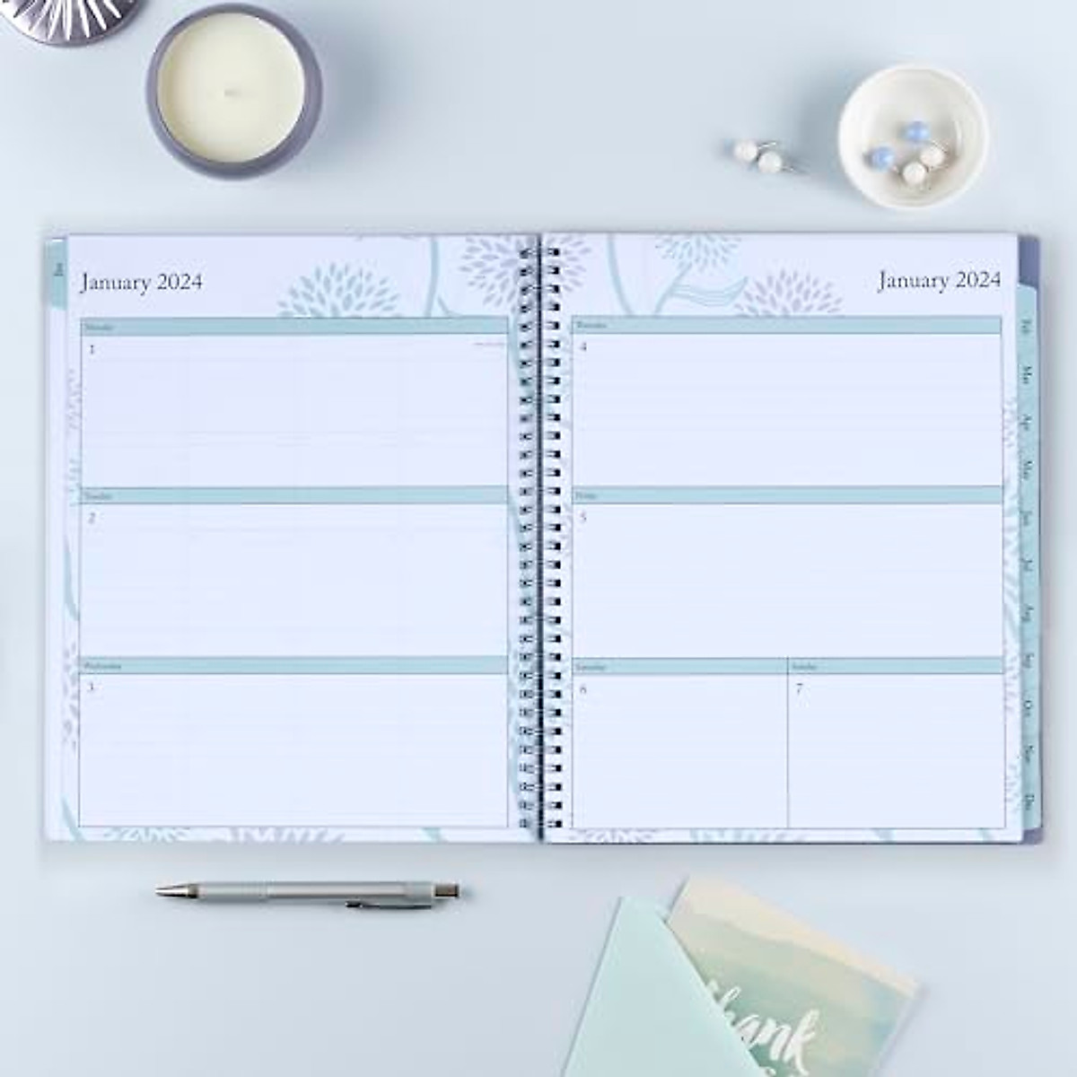 Blue Sky 2024 Weekly and Monthly Planner, January - December, 8.5" x 11", Frosted Cover, Wirebound, Rue Du Flore (101602-24)