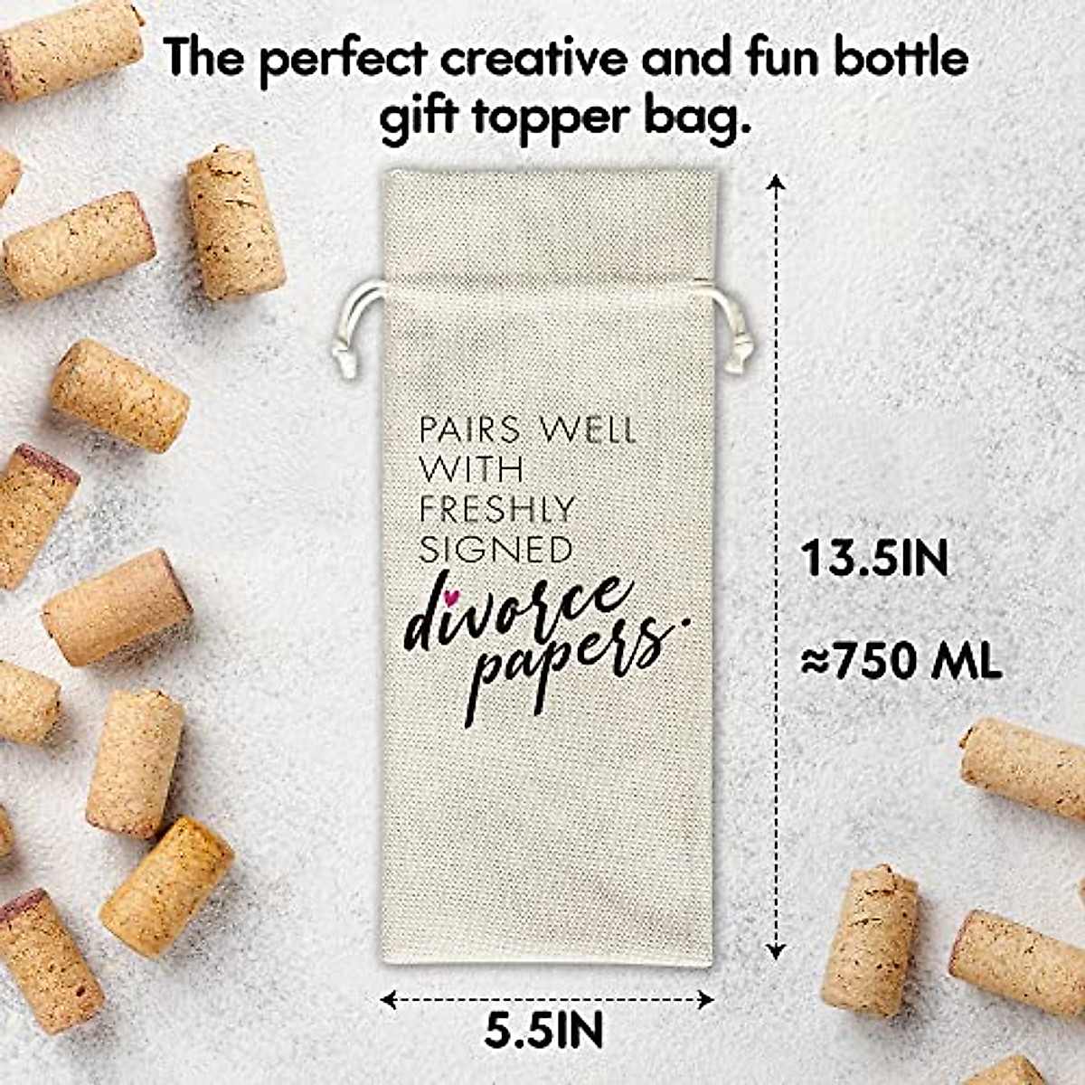 Divorce Wine Gift Bags - for Divorce Party, Break Up Congratulations - Reusable Burlap With Drawstring Gift Bag (5.5"x 13.5")-1 Pcs/jiu043