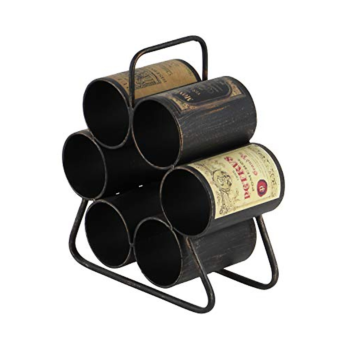 Deco 79 Metal 6 Bottle Wine Rack, 12" x 6" x 14", Black