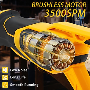 JEXUGK Brushless Reciprocating Saw Cordless, 21V Max 3500 SPM Rechargeable Saw, 2 x 4.0Ah Battery, 12 Saw Blades & Fast Charger, Variable Speed Reciprocating Saws for Woods/Metal/Plastic Cutting