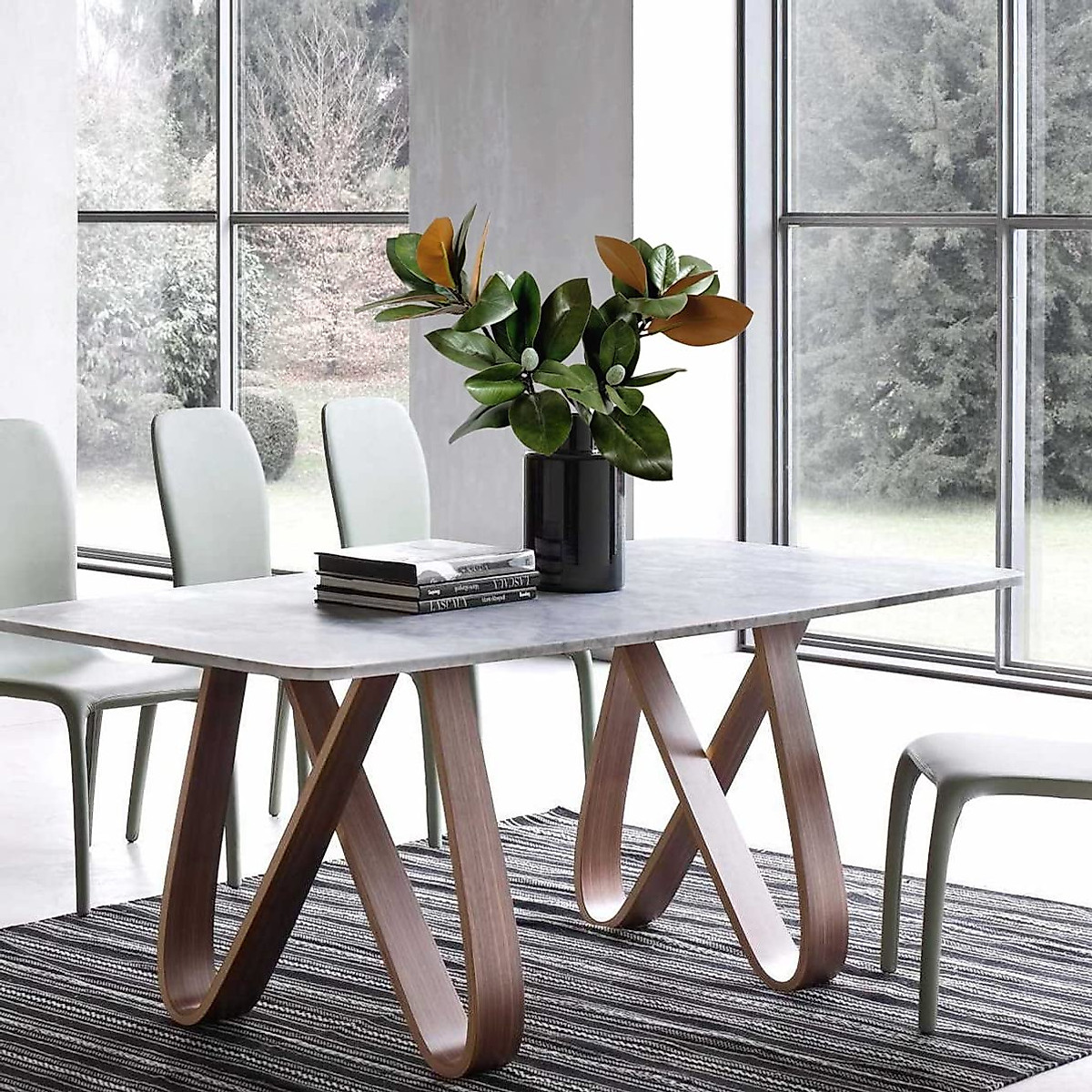 32 Inch Magnolia Artificial Leaves Branches 3D Plastic Printing Houseplant Plant Indoor Outdoor Home Decor (Dark Green - Pack of 2)