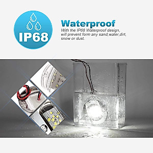 Partsam 2 Pcs 3" Inch Round Navigation Light Polished Boat Marine LED Transom Mount Stern Lights 12LED IP68 Submersible, 316 Stainless Steel, Round LED Marine Pontoon Boat Underwater Stern Lights