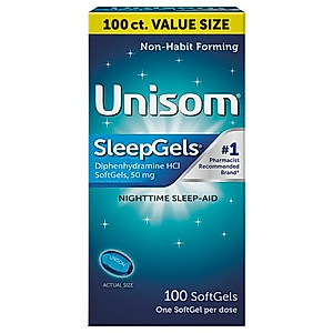 Unisom Nighttime Sleep-Aid Gels, Diphenhydramine HCI 50mg, 100 Count
